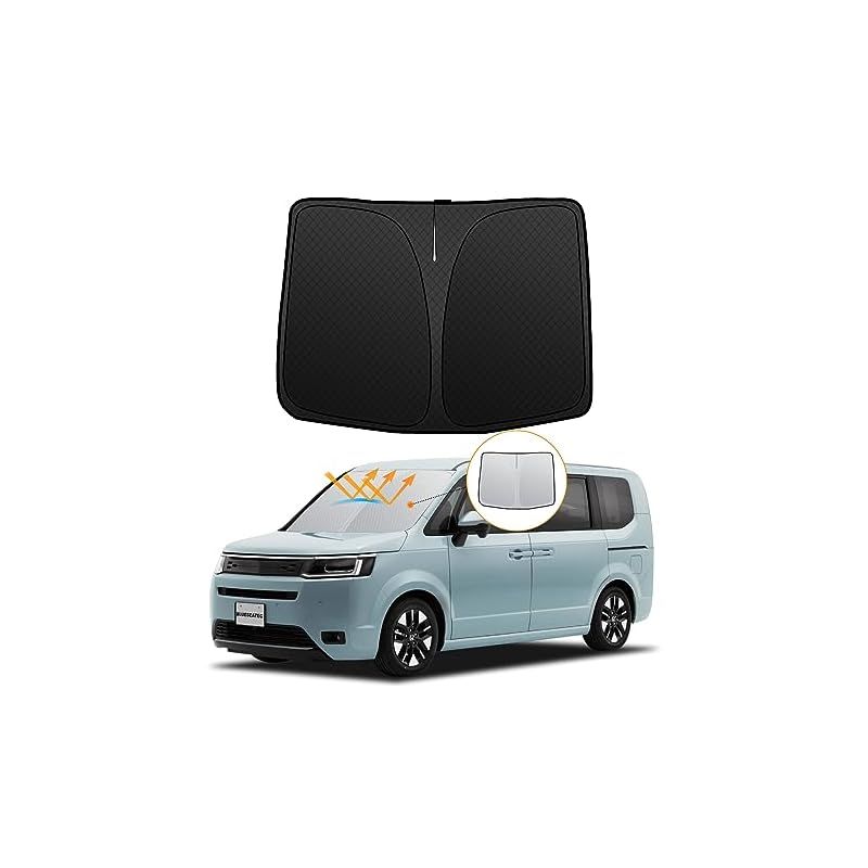 【強化版】ホンダ ステップワゴン RP1/RP2/RP3/RP4/RP5型 フロントガラスサンシェード 5代目 H27.4-R4.5 日よけUVカット 5層構造 遮光断熱 夏 紫外線 簡単着脱 ...