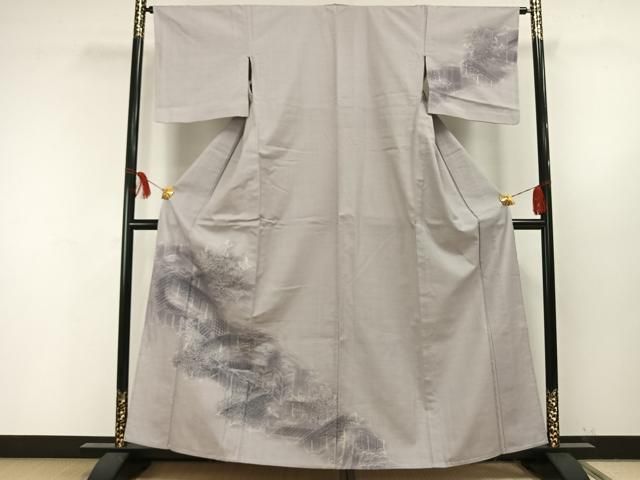 平和屋着物▽訪問着 無双 紗袷 紗×絽 手描き 枝花文