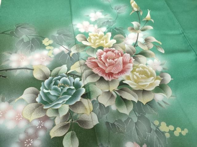 平和屋着物□訪問着 草花文 暈し染め 正絹 逸品 BAAU3586hj