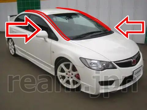 新品 ホンダ純正 FD1 FD2 FD3 シビック ドリップサイド ルーフモール 左右 タイプR JDM FD HONDA CIVIC Molding L&R Drip Side ...