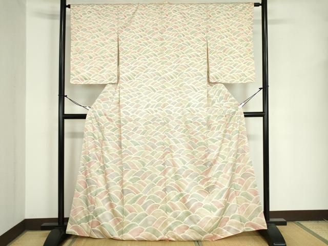 平和屋着物○お召 流水文 正絹 逸品 AABA6468ph