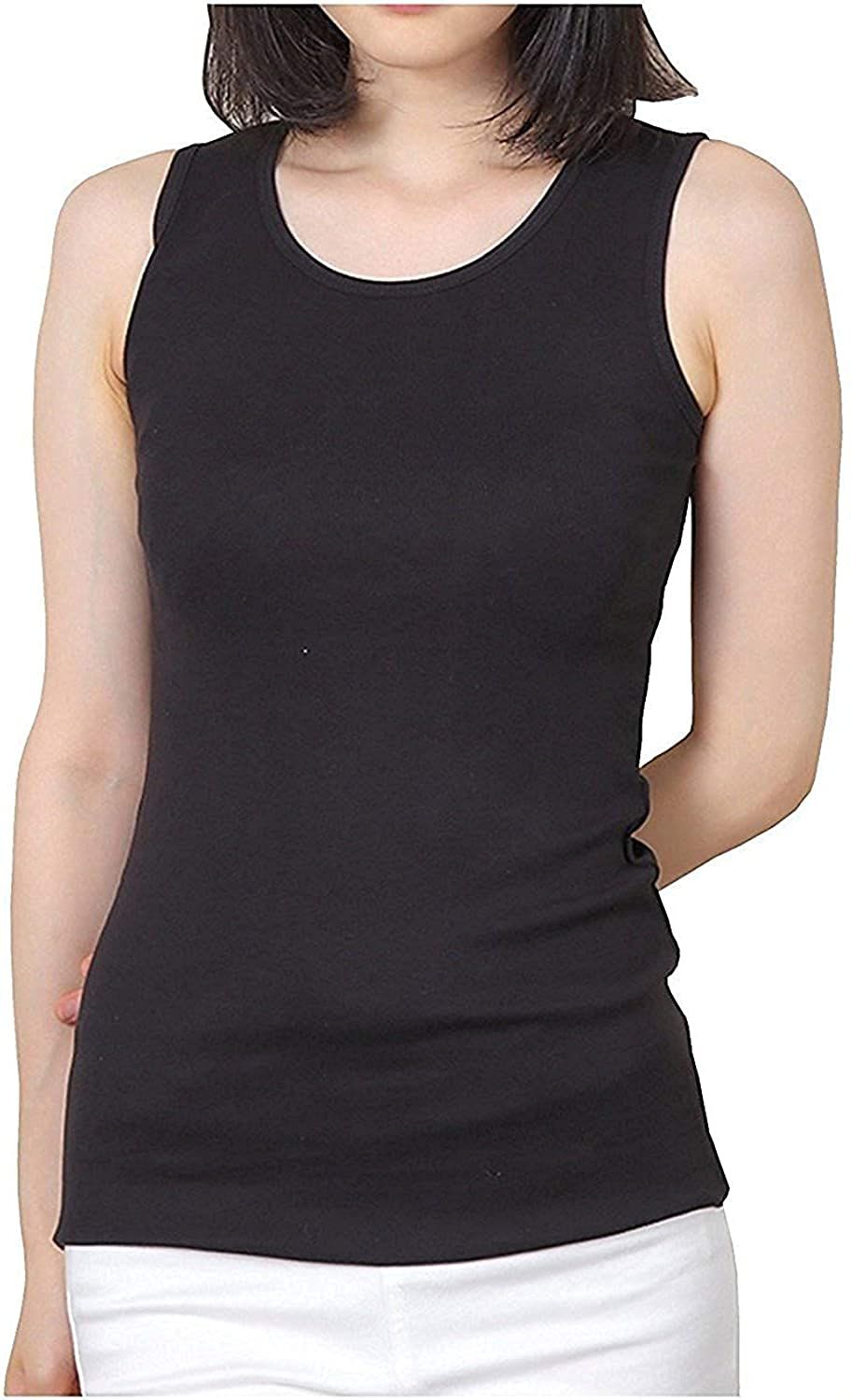 (アスペルシオ) aspersio レディース ゆったり ロング丈 ノンスリーブ タンクトップ 丸首 コットン インナー 綿100 オシャレ ...