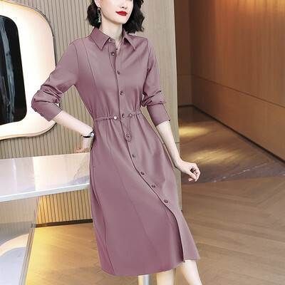 種類16：ピンク/3XL シンプル きれいめ シャツワンピース ロング