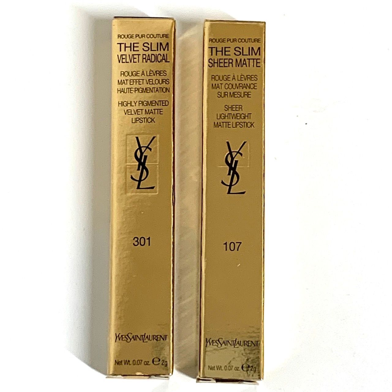 【YSL】イヴ・サンローラン/ルージュ ピュールクチュール ザ スリム ベルベットラディカル301＆ルージュ ピュールクチュール ザ スリム シアーマット107 セット販売/口紅/2g - メルカリ