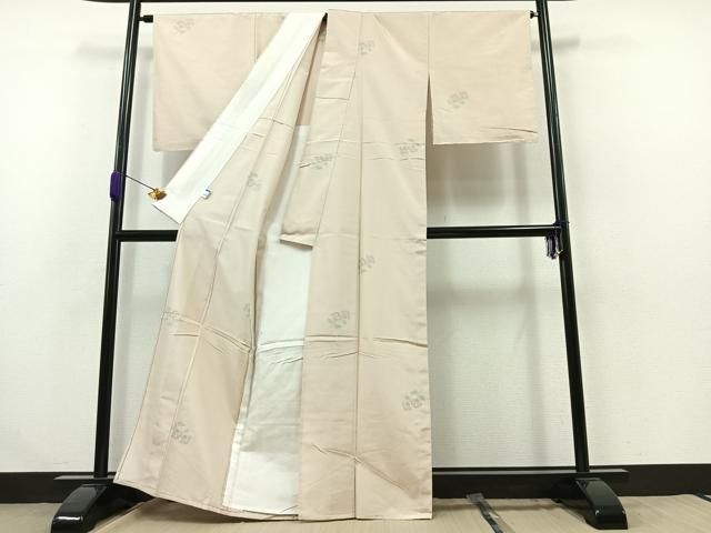 平和屋着物▽上質な紬 単衣 枝花文 正絹 逸品 CAAT6596xi