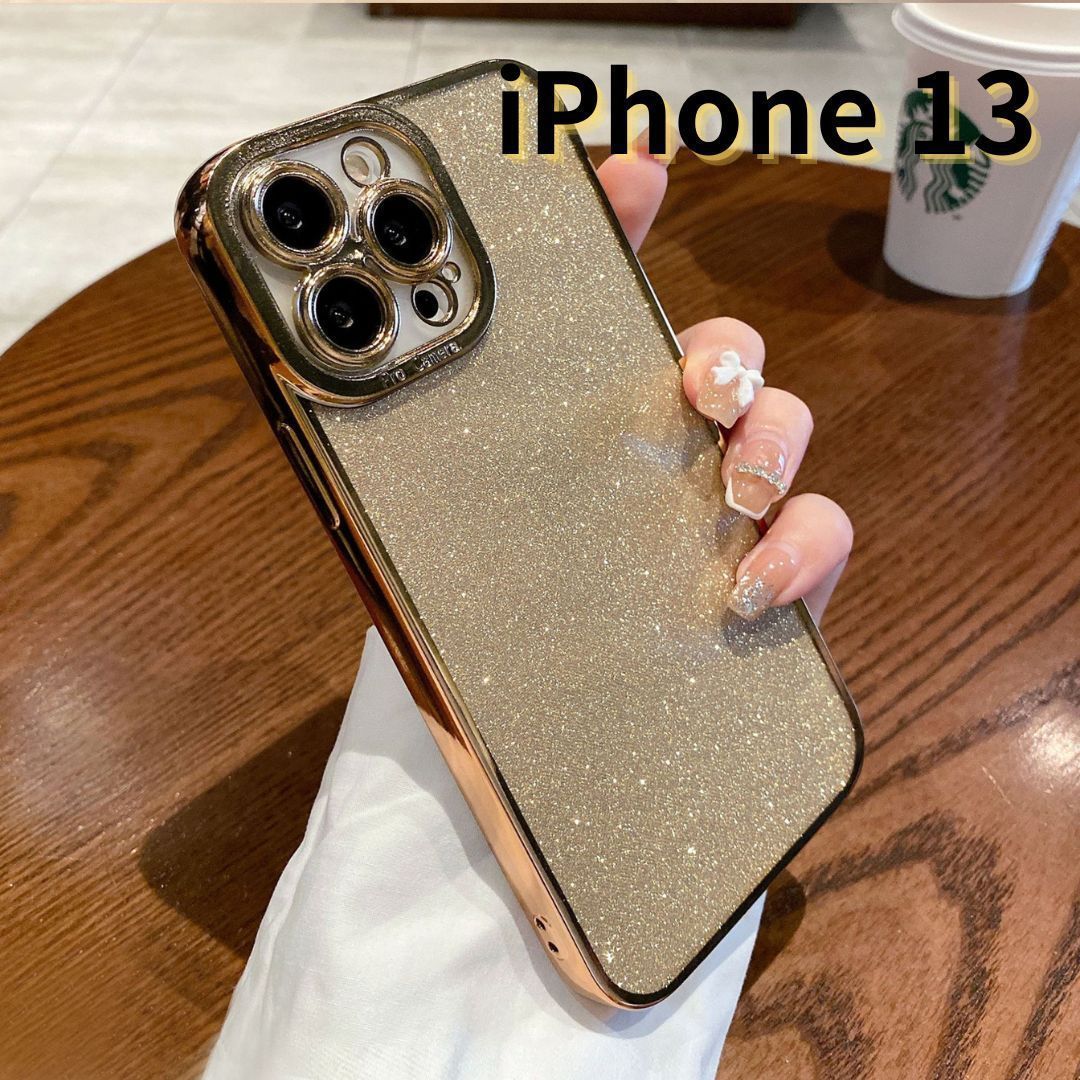 【SHOPS MON】iPhone13 スマホケース ラメ キラキラ 携帯ケース クリア シンプル 軽量 おしゃれ かわいい 金 ゴールド E015 - メルカリ
