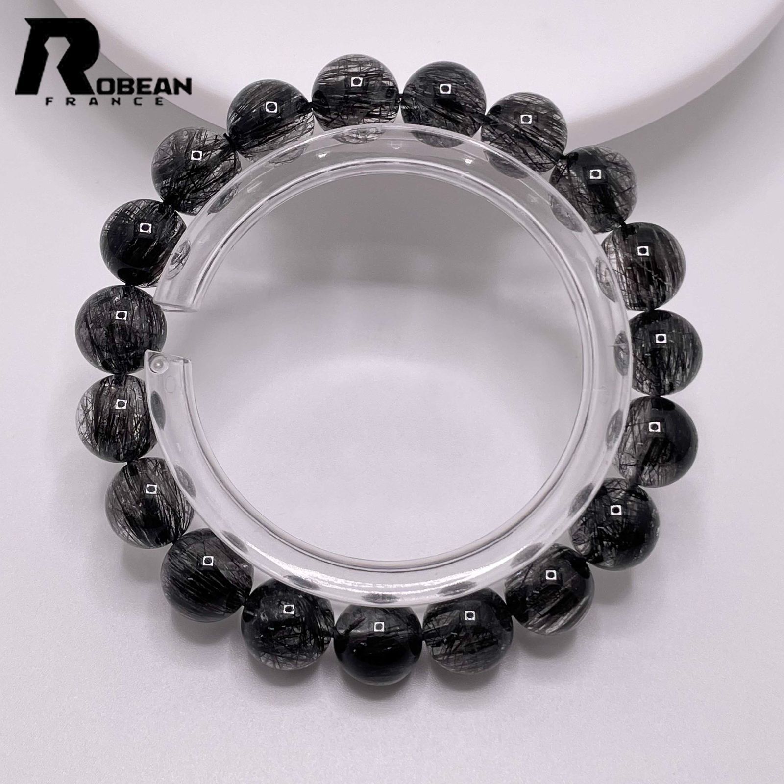 レア EU製 定価17万円★ROBEAN・ブラックルチルクォーツ★黒針水晶 ブレスレット パワーストーン 金運 天然石 原石 ギフト ...