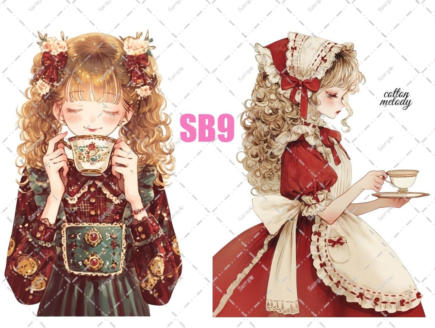 【限定】original sticker no.SB9 // nene様コラボ Patisserie Melody人物ステッカー オリジナル ...