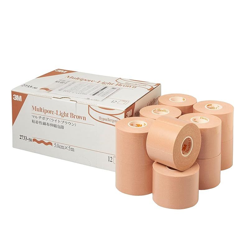 3M(TM) マルチポア(TM) ライトブラウン 粘着性綿布伸縮包帯 2733-50 テープ巾×全長 50mm×5m - メルカリ