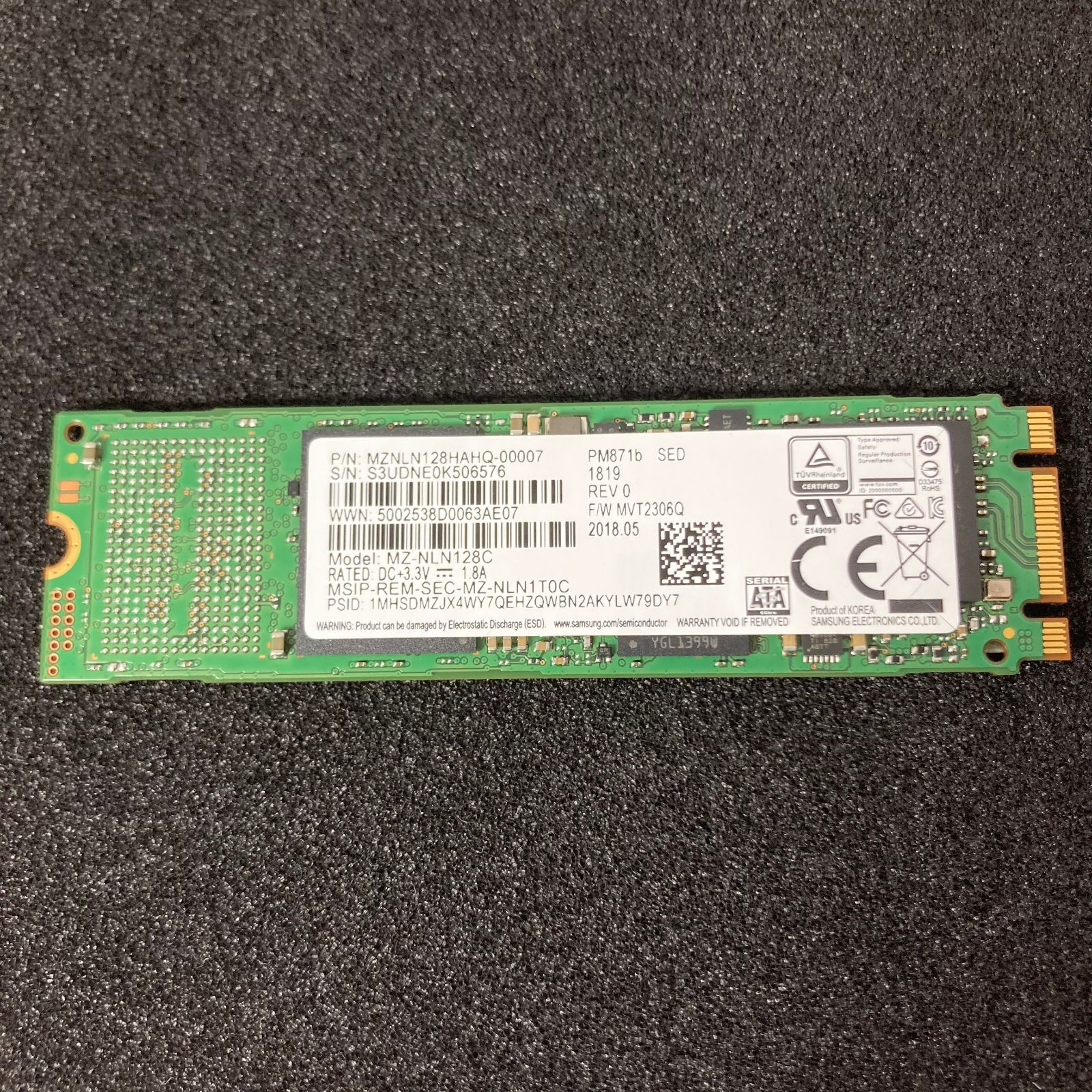 SAMSUNG M.2 SATA SSD 2280 128GB | MZNLN128HAHQ-00007 | 総書込 1.4TB ...