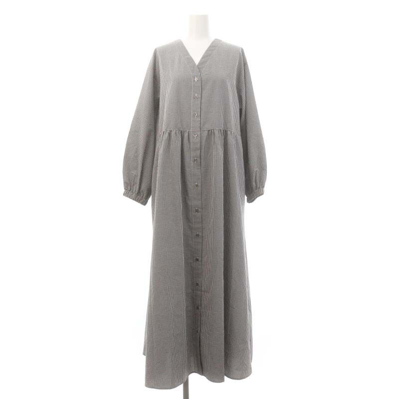 ビアズリー BEARDSLEY ガリャルダガランテ 22SS ギンガムチェック ワンピース ロング マキシ 長袖 1 白 ホワイト 黒 ブラック /MF OS - メルカリ