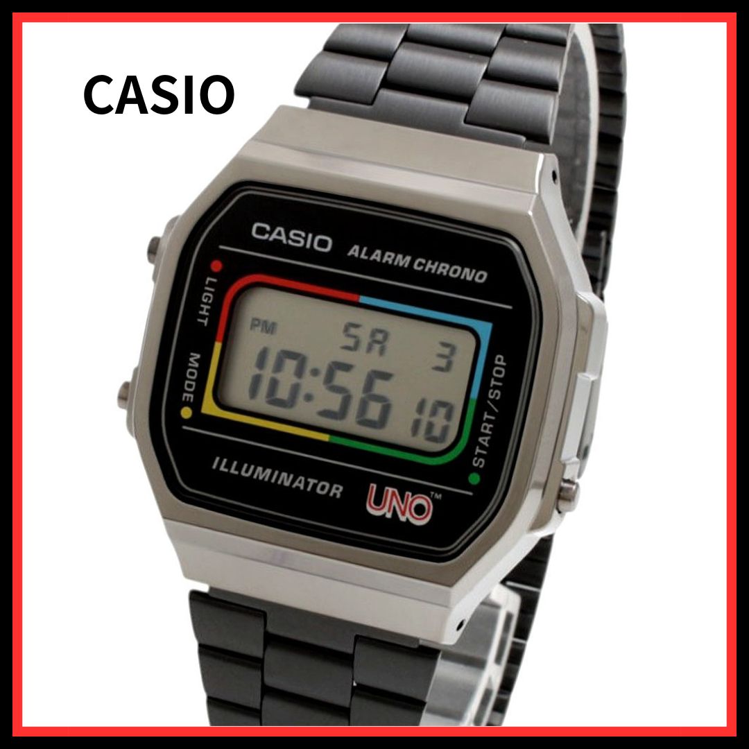 【限定コラボ！】カシオ CASIO UNO A168WEUC-1A 腕時計 メンズ ガンメタリック クオーツ デジタル - メルカリ