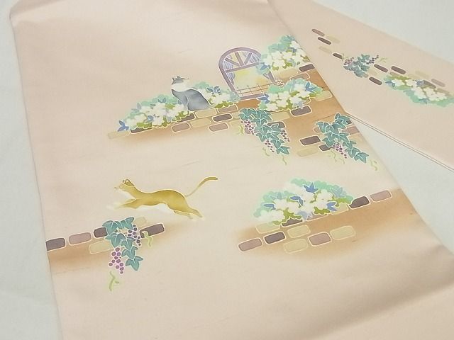 平和屋本店□極上 加賀友禅 佐藤賢一 九寸名古屋帯 加賀白山紬 散歩日