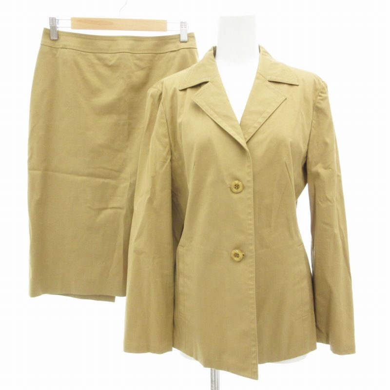 ロペ ROPE スーツ セットアップ 上下 テーラードジャケット スカート 2B センターベント ひざ丈 EX1 L EX2 XL ベージュ ...