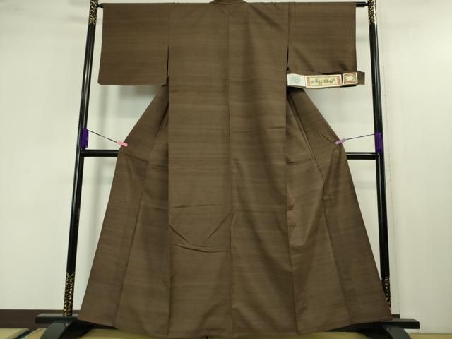 平和屋本店□極上 結城紬 縮織り 龍田屋謹製 麻の葉間道 証紙付き