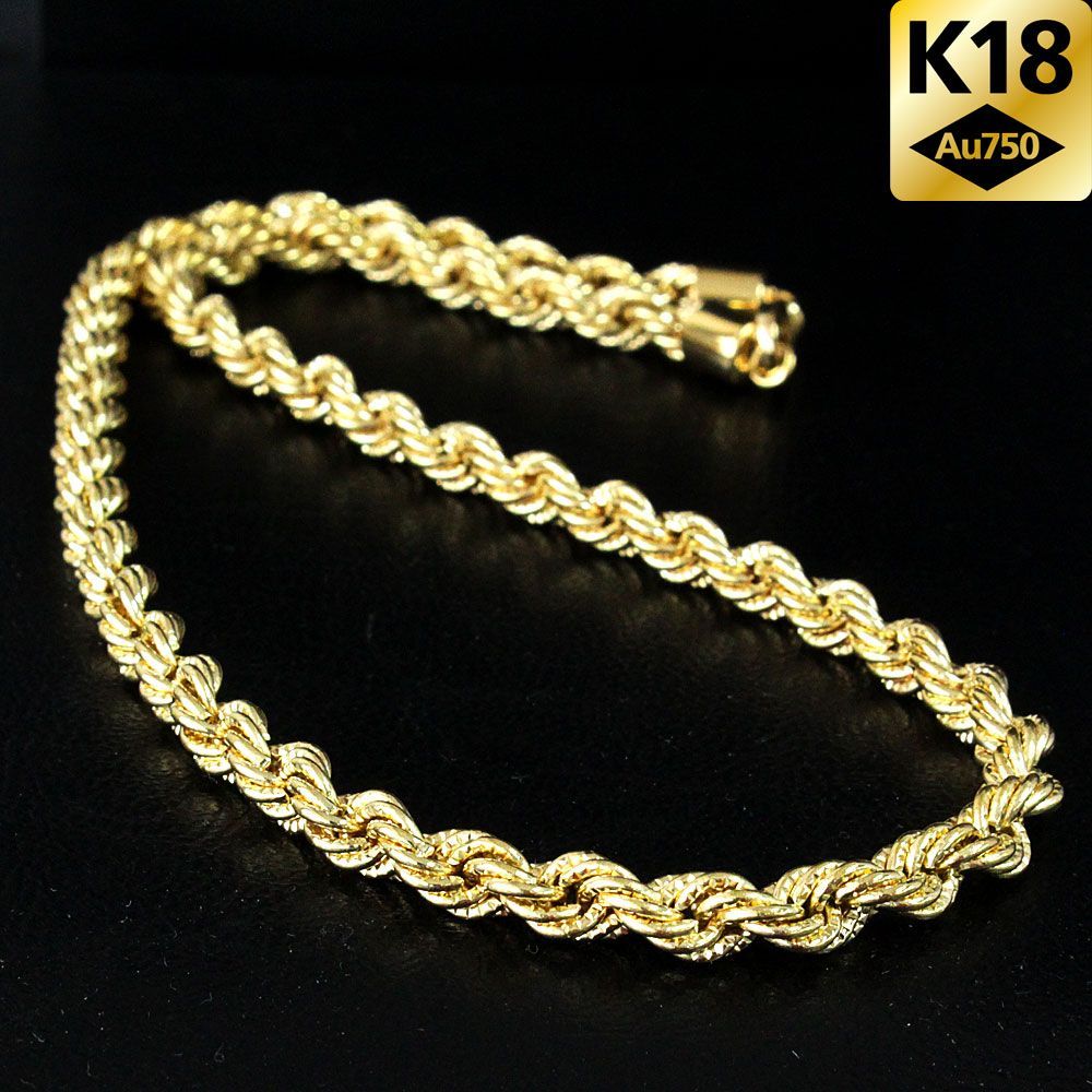 大迫力！6mm！ 45cm K18 イエローゴールド ロープ ネックレス 18金 - メルカリ