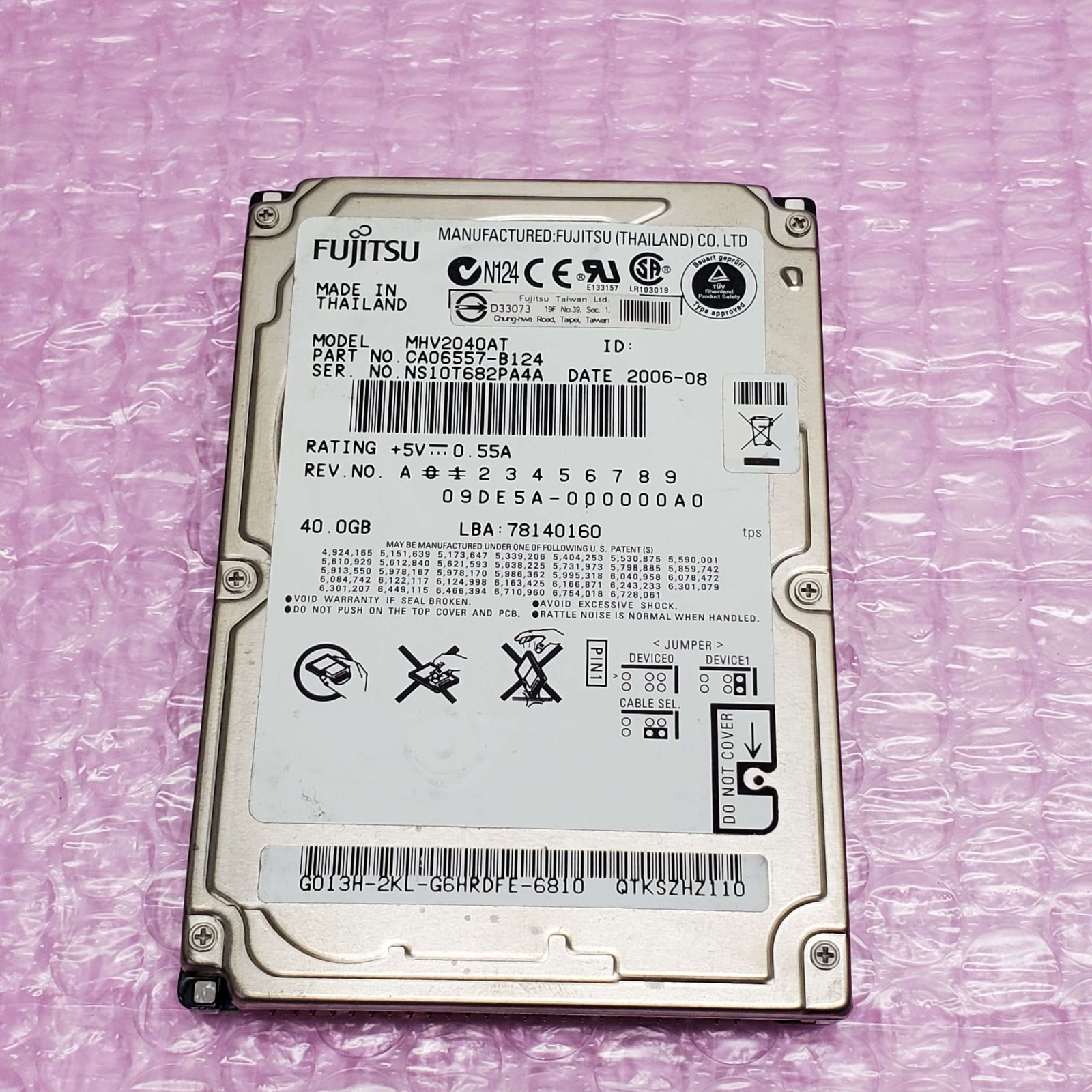 【使用時間:240時間】Fujitsu IDE HDD 40GB MHV2040AT:40.0GB CrystalDiskInfo正常判定 ...