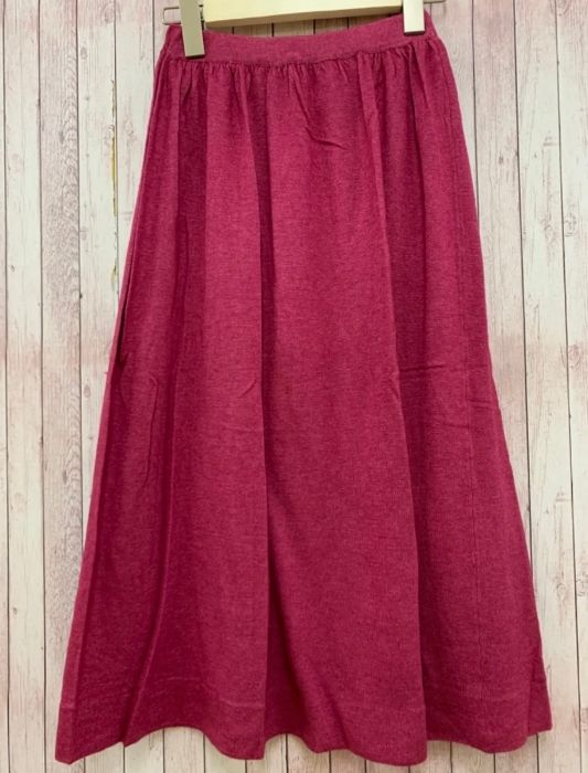 未使用 タグ付き ディディエロンサード Didier Ronsard スカート ひざ丈 フレア カシミヤ シルク混 赤系 40 MK786 ...