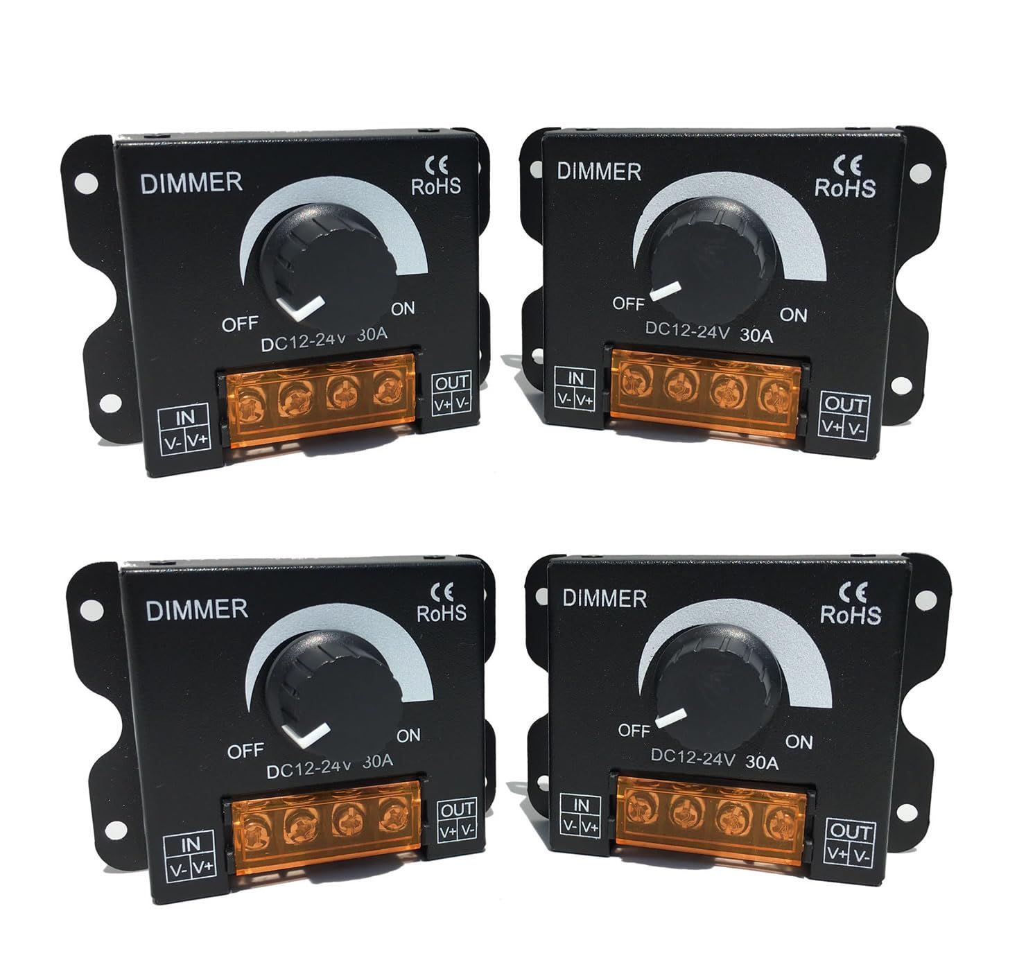 PackageQuantity:4 Archnote 調光器 led スイッチ 調光 コントローラー ボリューム式 12V 24V 30A ...