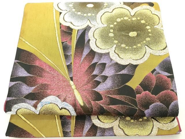 平和屋着物▽太鼓柄袋帯 螺鈿 正倉院花文 金銀彩 引箔