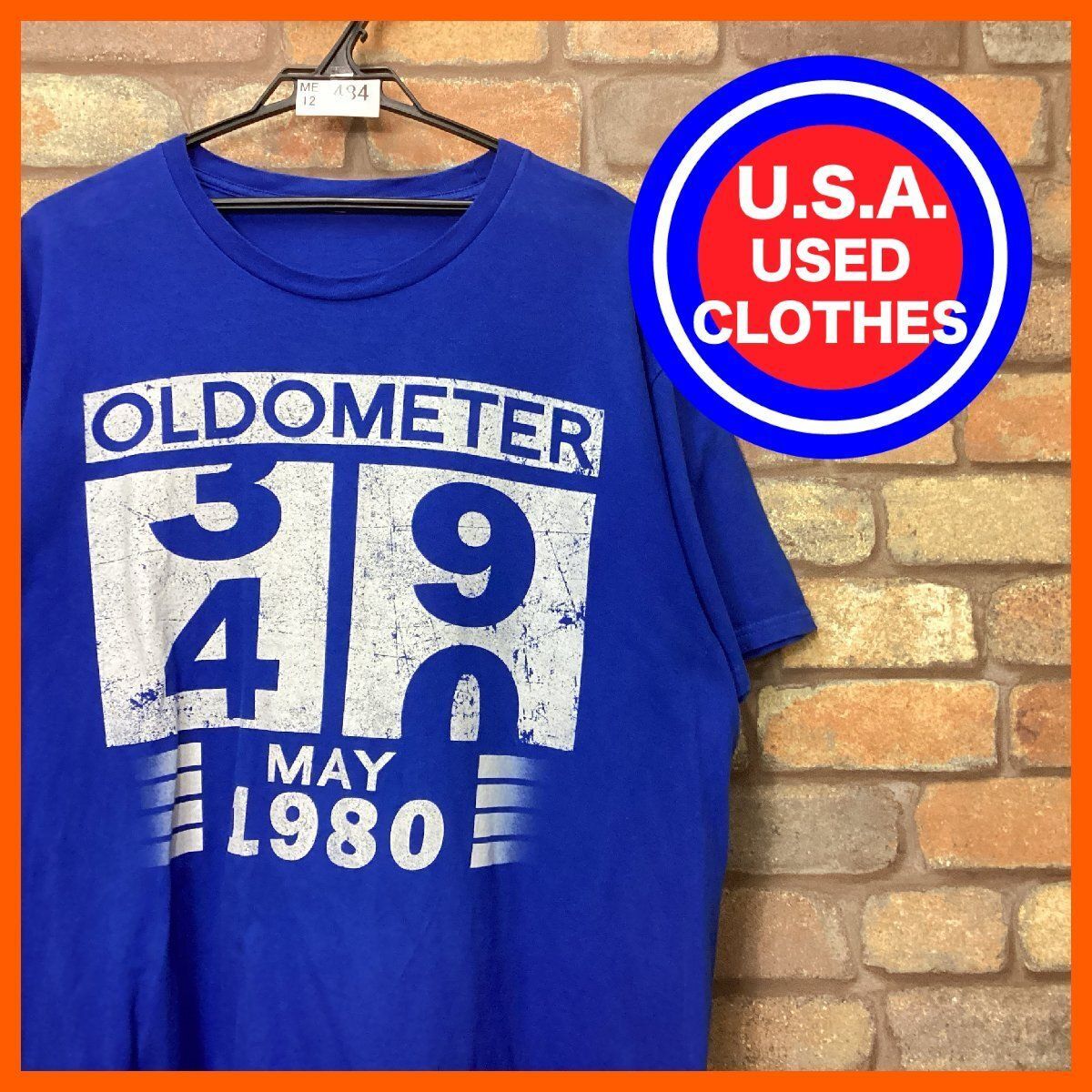 ME12-484★USA買付品★美品【OLDOMETER】オールドメーター フロント デカプリント Tシャツ【メンズ XL 程度】ブルー 年齢 ...