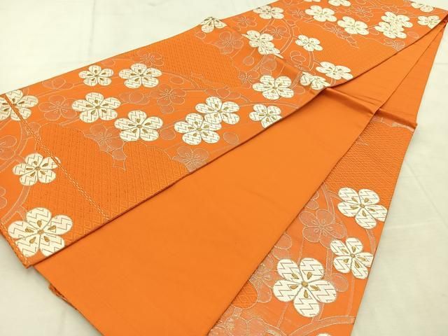 平和屋着物○六通柄袋帯 絞り 市松花唐草文 金糸 正絹 逸品