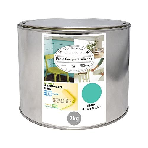 屋外 多目的用 水性塗料 55-70P ターコイズブルー 2kg 艶消し 内装 外装 壁 屋内ファインペイントシリコン つや消し 多用途 - 茶々屋 - メルカリ