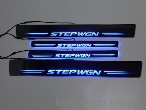 【新品未使用】ステップワゴン 現行型 STEPWGN RP系★スカッフプレート★LED 青 ブルー シーケンシャル 流れる RP1 RP2 ...