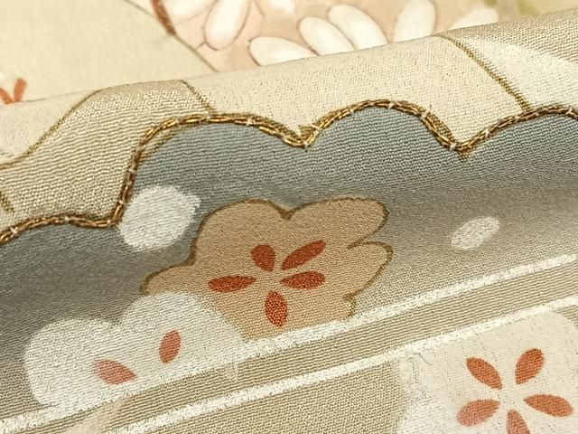 平和屋着物○アンティーク 大正ロマン 小振袖 二尺袖 駒刺繍 御所車花