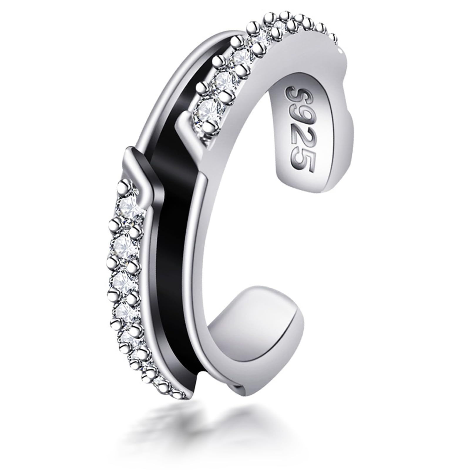 『数量限定』SK.Whiee イヤーカフ メンズ レディース ツートンカラー イヤリング 最高級ジルコニア 「幸運を招く」 シルバー925 ...