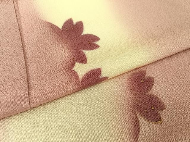 平和屋着物○上質な小紋 舞桜文 暈し染め 金彩 鬼しぼ