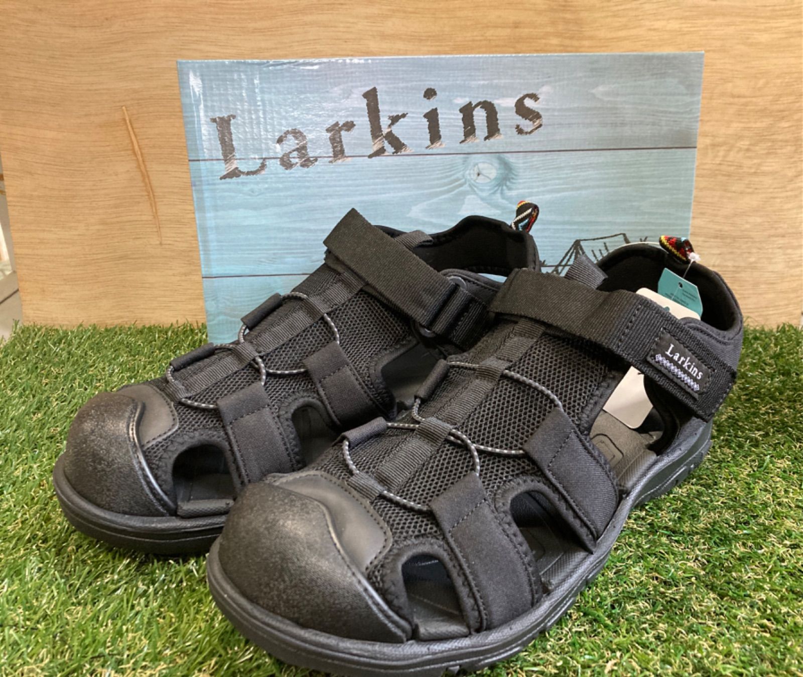 ラーキンス スポーツサンダル LARKINS L-6514 黒 25〜27cm メンズ マジック サンダル アウトドア 軽量 つま先隠れる ブラック 25cm 25.5cm 26cm 26 ...