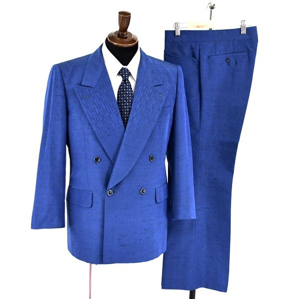 5TC022】Savile Road 英国製生地 4つボタン ダブル スーツ AB3 / S ブルー 袖口4つ釦 ノータック 春秋対応 【中古】【メンズビジネス】202503 - メルカリ