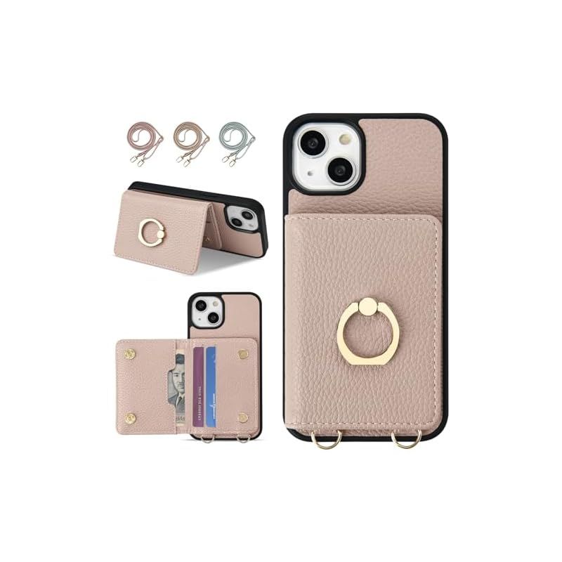 oyaka 対応 iPhone14ケース ショルダー アイフォン 14 スマホケース 背面 財布型 カード収納 可愛い お洒落 リング付き ...