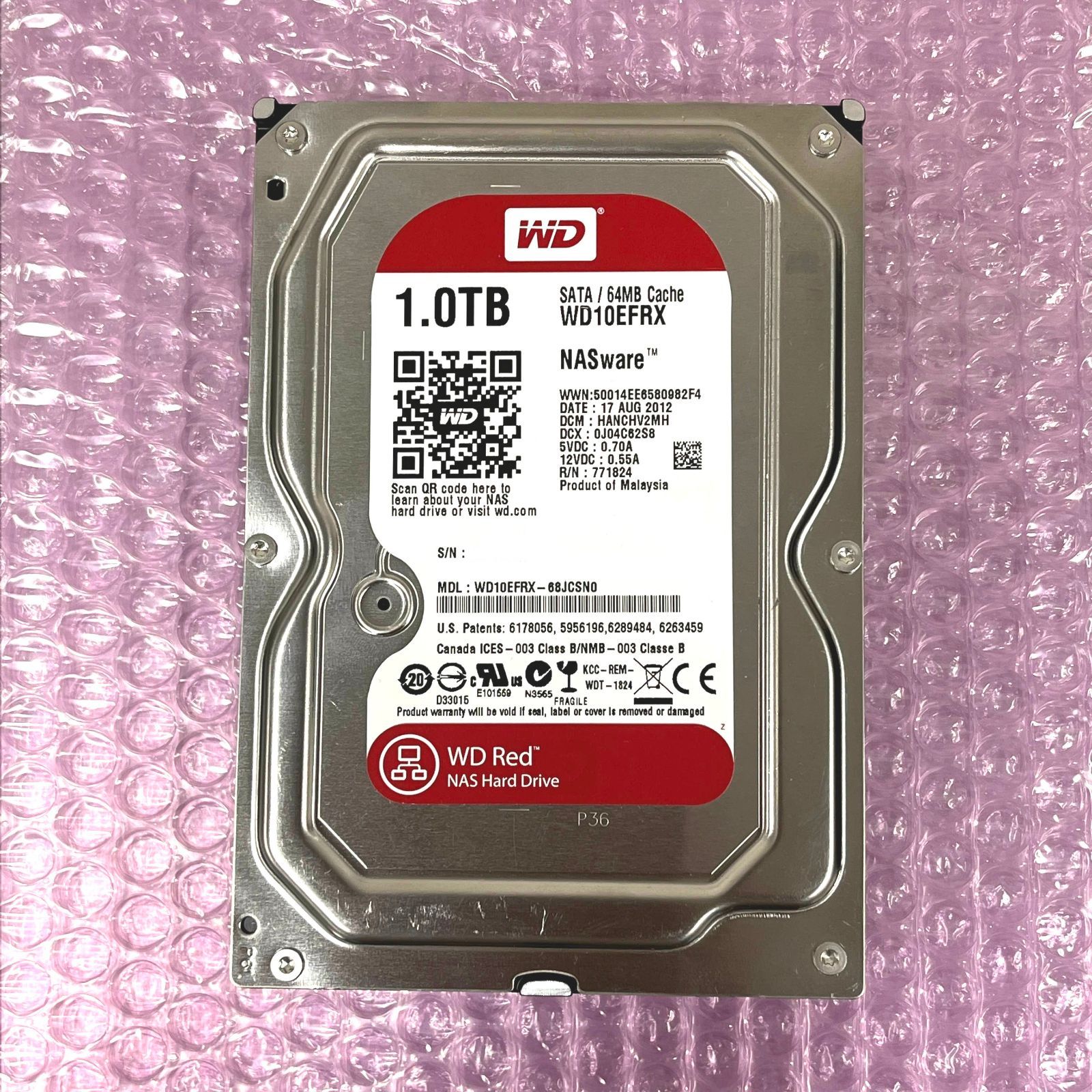 WD RED 1.0TB SATA 64MB 5400RPM WD10EFRX CrystalDiskInfo正常 NAS向けHDD 使用時間 ...