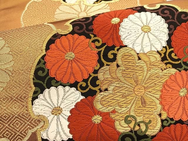 平和屋着物□西陣 河合美術織物謹製 六通柄袋帯 唐織 雪輪花唐草文