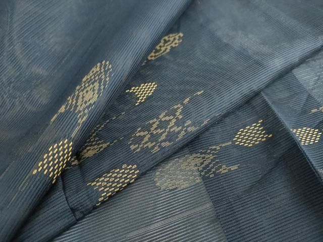 平和屋着物＊夏物 小紋 絽 流水文 銀彩 正絹 逸品 AAAZ0396jd
