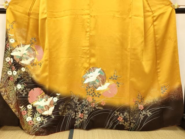 平和屋着物○訪問着 飛鶴雪輪 暈し染め 金銀彩 正絹 逸品