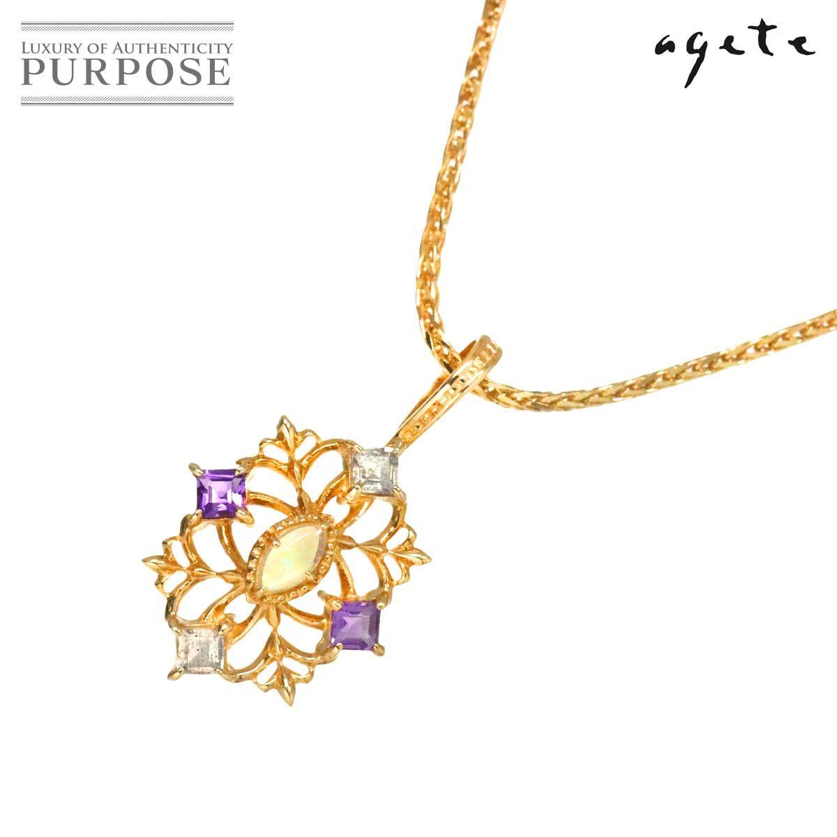 アガット agete マルチストーン ネックレス 40cm K10 PG ピンクゴールド 416 Necklace 90275499 - メルカリ