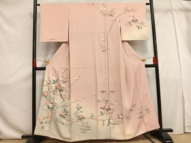 平和屋着物□訪問着 友禅 作家物 竹峰 枝花文 暈し