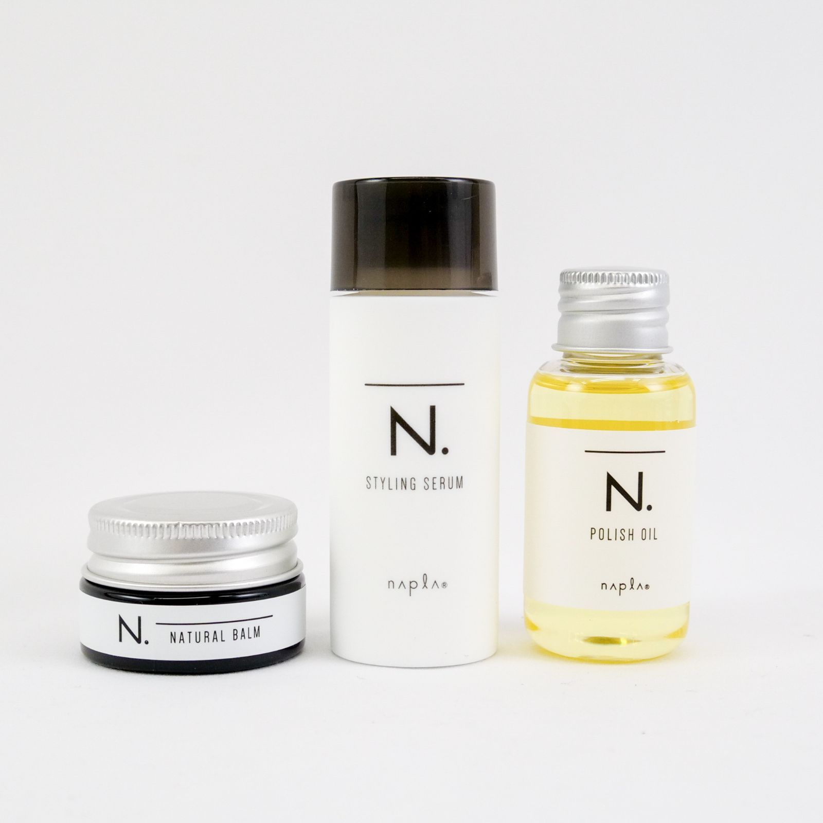 ナプラ N. お試し3種 エヌドット ポリッシュオイル 30ml スタイリングセラム 40g ナチュラルバーム 18g ミニ セット napla Nドット 箱なし - メルカリ
