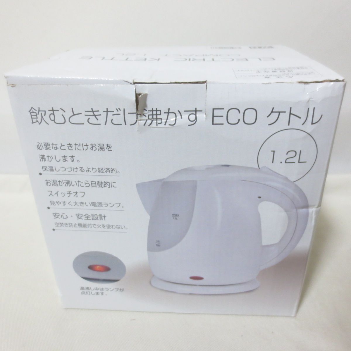 W068 未使用 ECO ケトル 1.2L コードレス 電気ケトル ホワイト KTD-200 - メルカリ