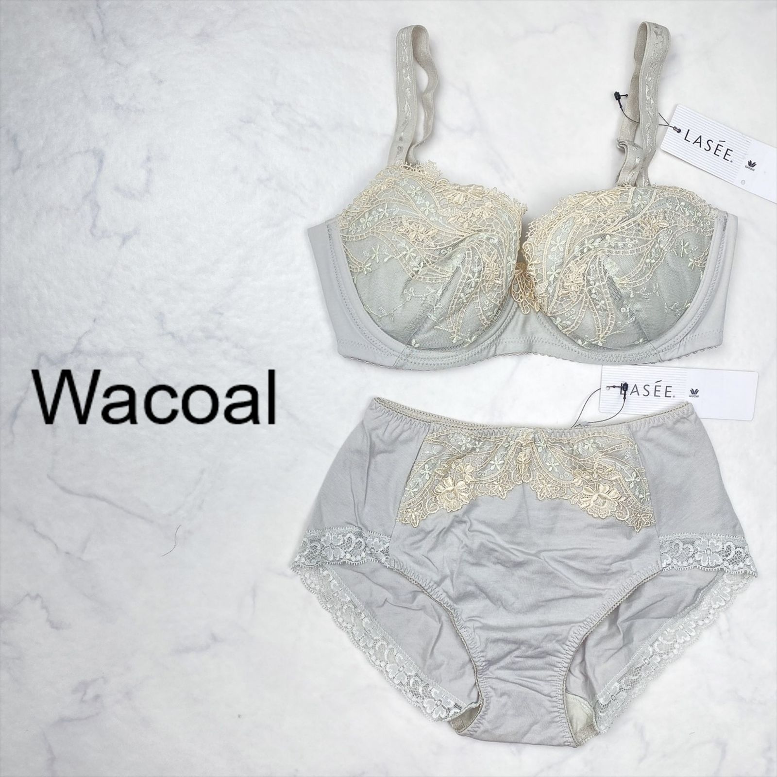 【新品タグ付き】Wacoal ワコール LASEE ラゼ ブラジャー C80 ショーツ L GR ランジェリー 下着 プレゼント ギフト レース 刺繡 - 下着 子供服SHOP LUCKONE ...