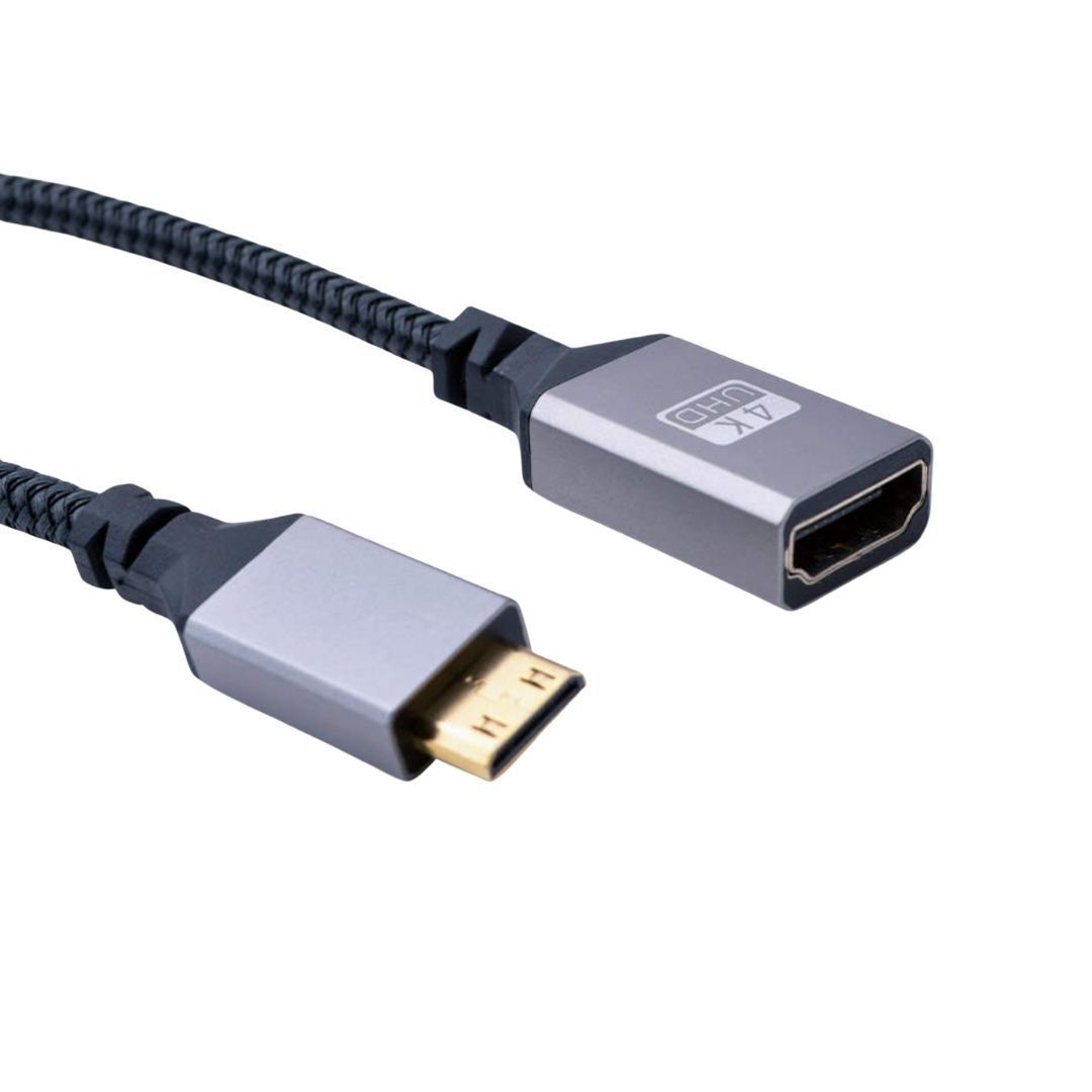 Mini hdmi to hdmi 変換 ケーブル20cm アルミ外装ミニ hdmiオス-HDMIメス - 4K 3D Raspberry ...