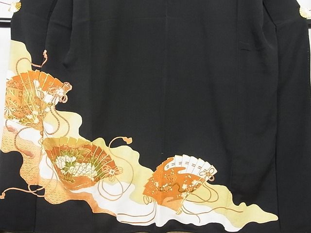 平和屋着物▽豪華黒留袖 名所風景文 暈し染 金銀彩 正絹 逸品