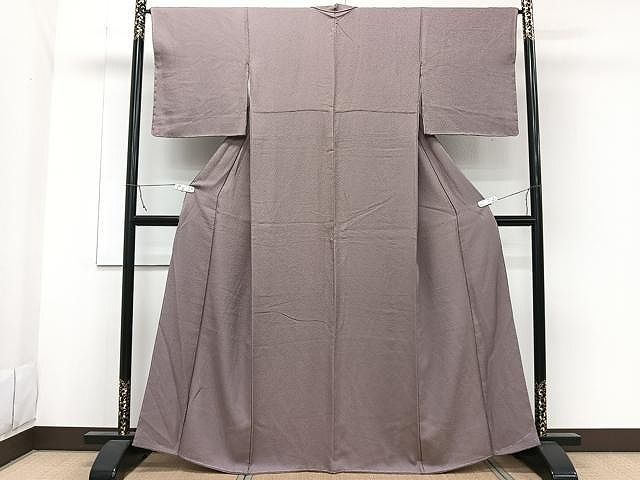 平和屋着物▽上質な色無地 単衣 七宝地紋 奏鼠色 正絹