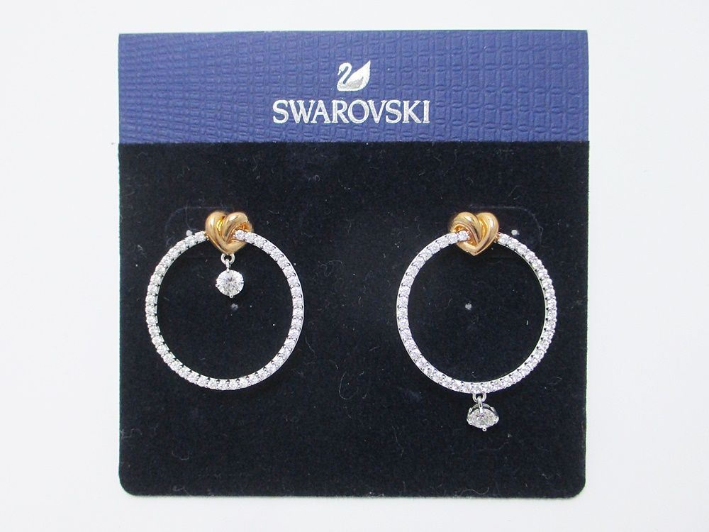 B24-1765 SWAROVSKI スワロフスキー ライフロング ハートフープピアス 5517933 ラインストーンピンクゴールド×シルバー ...