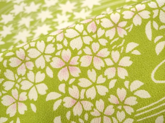 平和屋着物○九寸名古屋帯 型染め 流水花文 正絹 逸品 CAAY9632hy