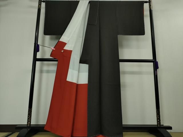 平和屋着物▽上質な紬　単衣　霞文　正絹　逸品　AABD0015fy 平和屋着物▽上質な紬 単衣 霞文 正絹 逸品 DAAW9161sf