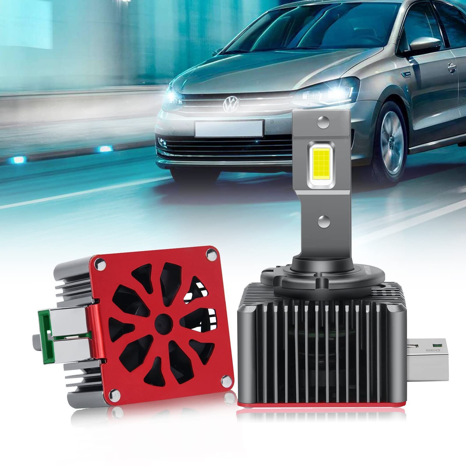 D3S LED ヘッドライト LEDバルブ 車検対応 「OPPLIGHT最新型」 純正同形状 ポン付け 純正HIDをLED化 AUDI アウディ VW ゴルフ ベンツ 12V/24V車対応 ...